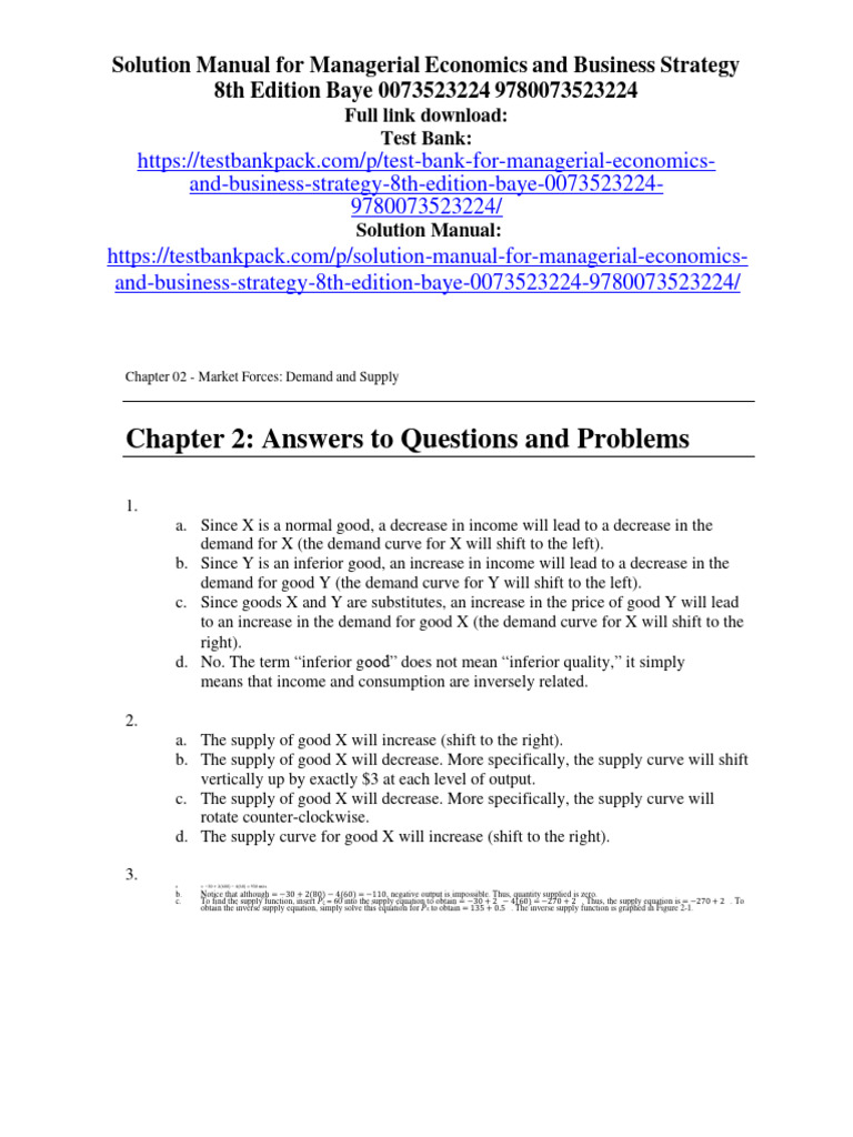Solution Manual: Managerial Economics 8th Edition | PDF