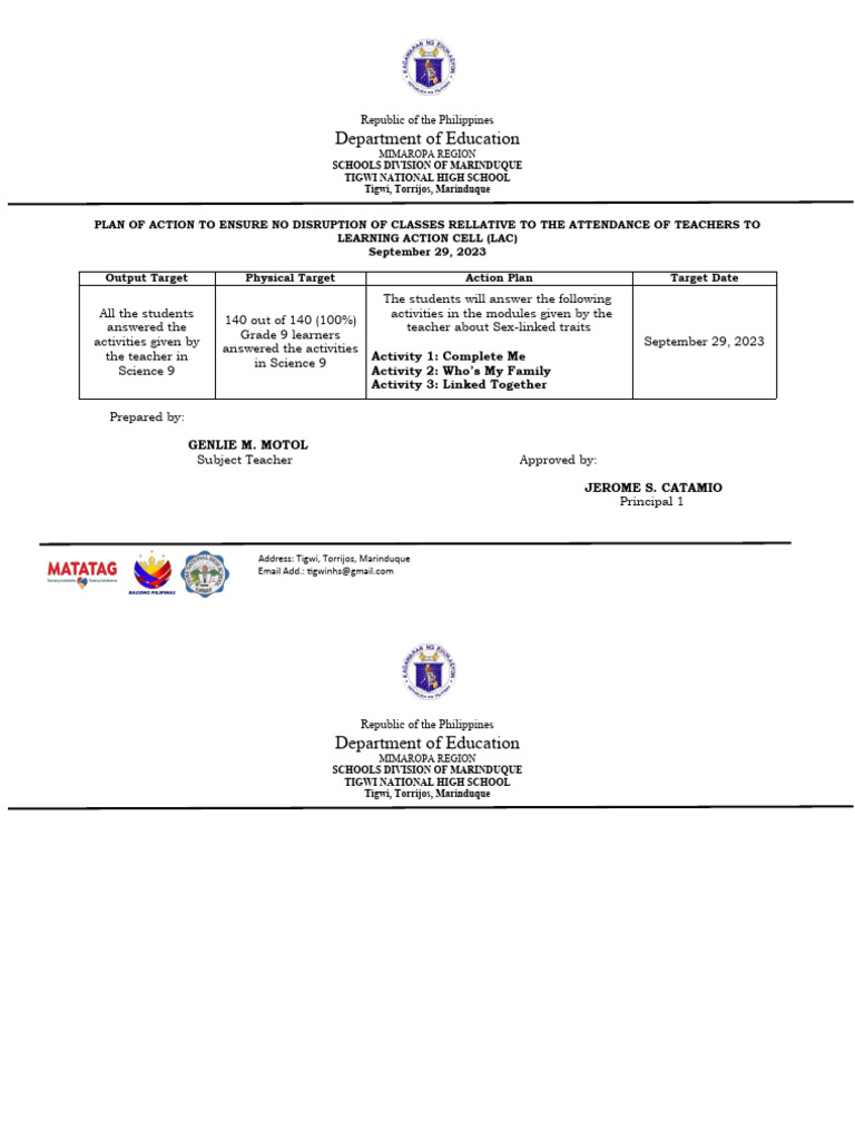 Action Plan for No Disruption of Classes | PDF