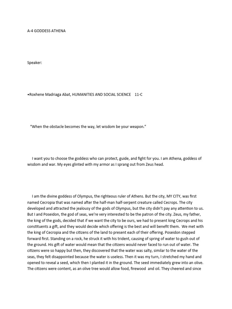 Character Speech - Goddess Athena | PDF