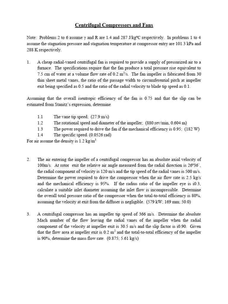 Centrifugal Compressors and Fans - Dix | PDF