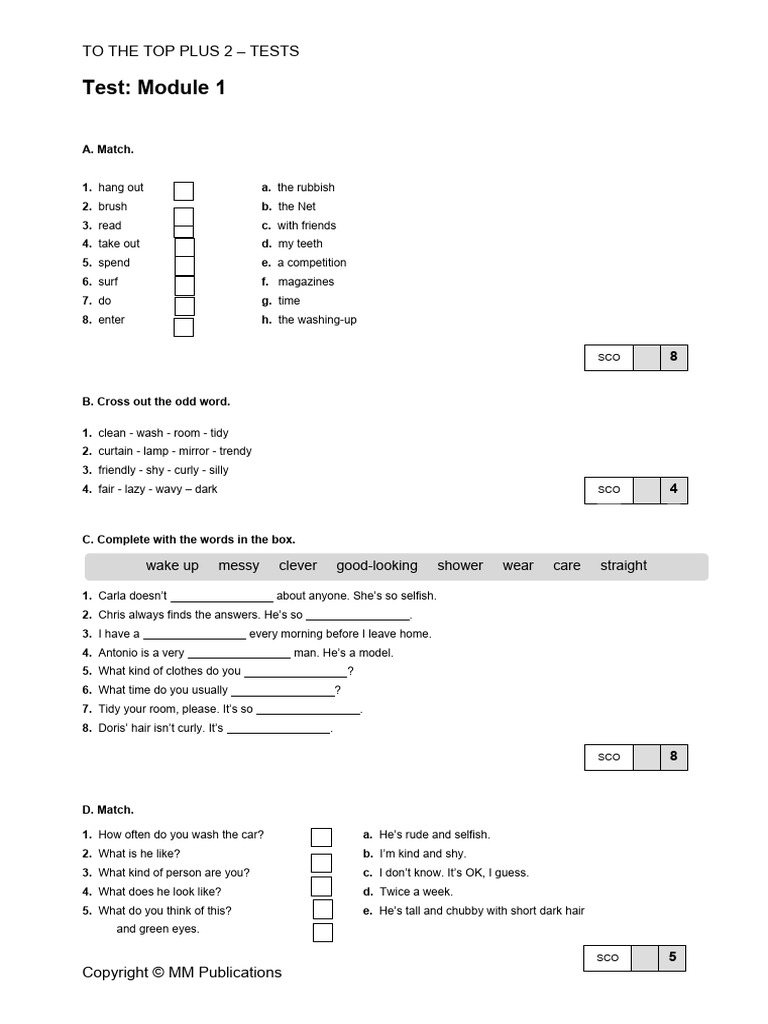 To The Top Plus - 2 - Test 1 | PDF
