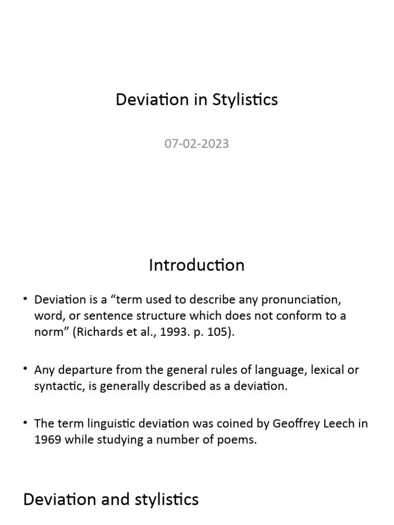 Deviation | PDF | Language Arts & Discipline | Foreign Language Studies