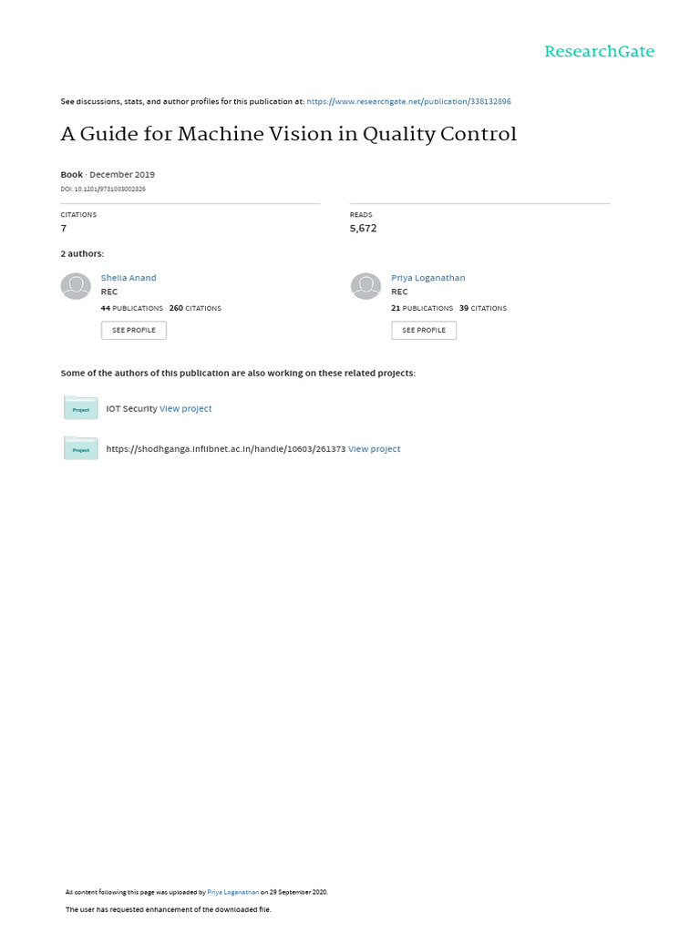 A Guide For Machine Vision in Quality Control | PDF