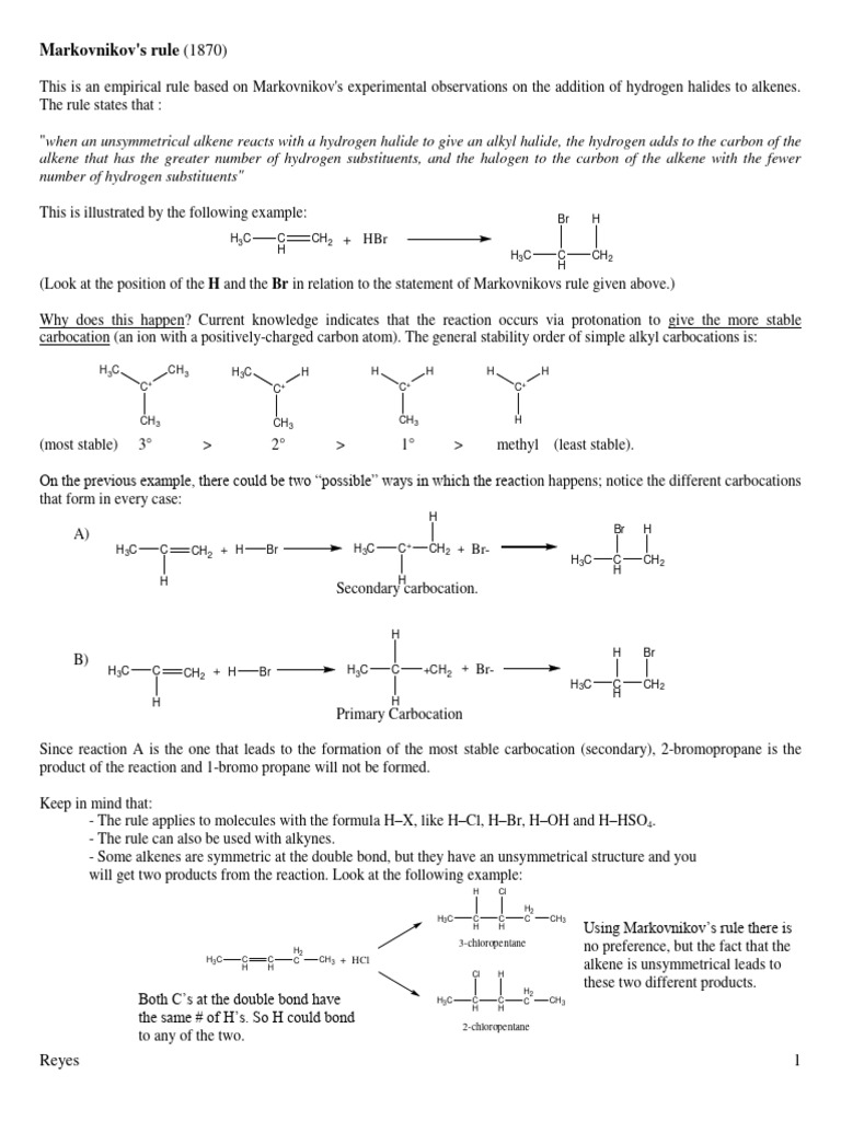 Markovnikov Rule | PDF