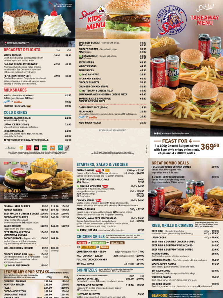 Spur Takeaway Menu and Prices 2025 | PDF