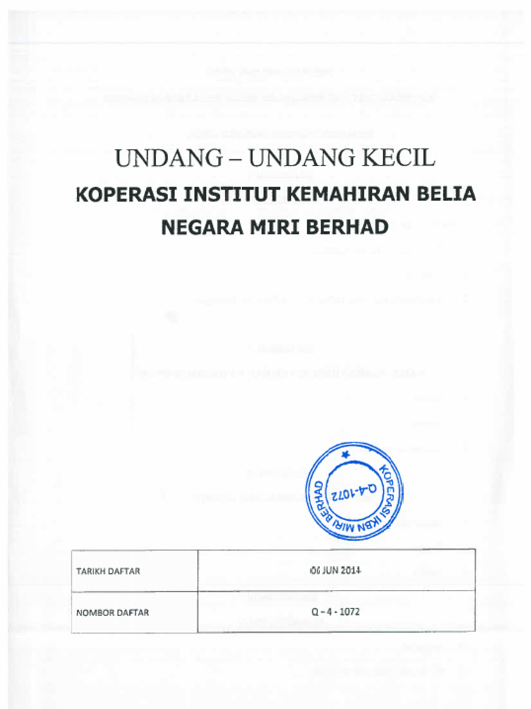 Undang-Undang Kecil Koperasi IKBN Miri Berhad | PDF