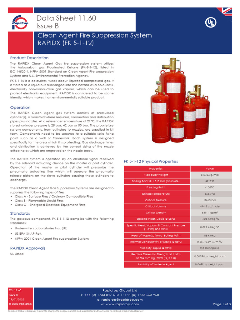 RAPIDX FK-5-1-12 Fire Suppression System | PDF | Technology & Engineering