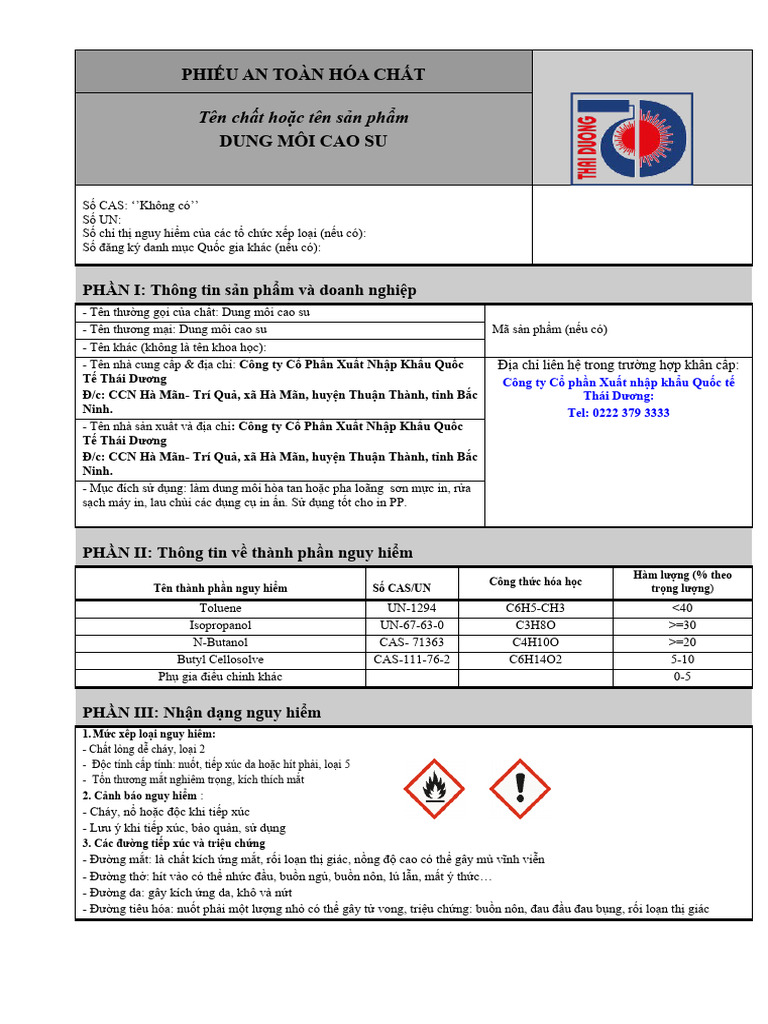 MSDS - Dung Moi Cao Su | PDF