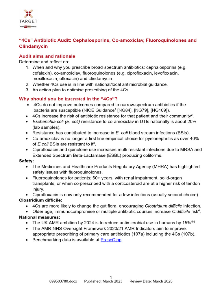 4Cs Antibiotic Audit V1 | PDF | Science & Mathematics