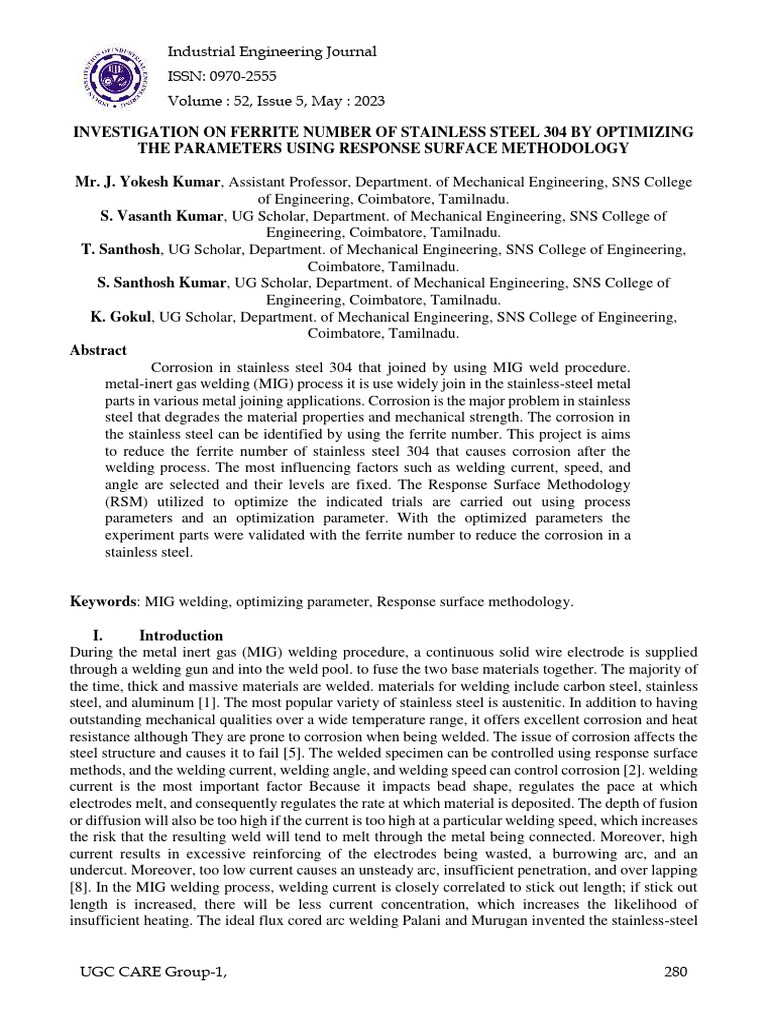 Investigation On Ferrite Number of Stainless Steel 304 by Optimizing | PDF
