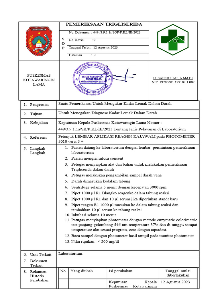 Pemeriksaan Trigliserida | PDF