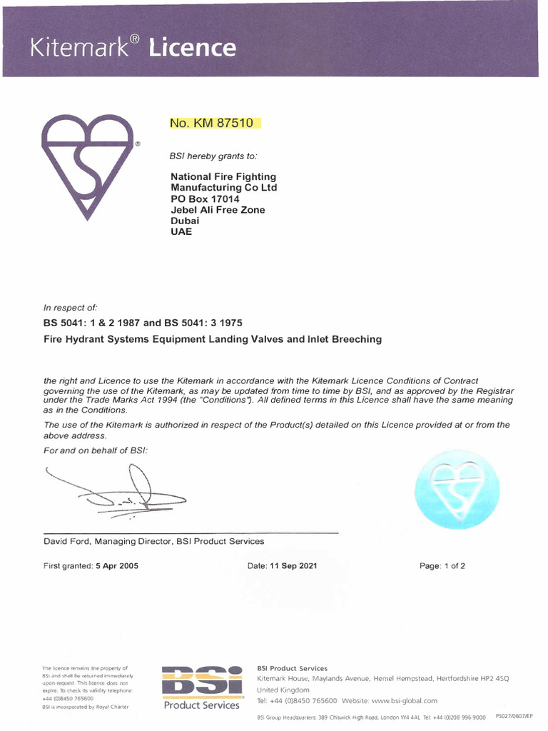 Kitemark & FM certified-NAFFCO | PDF