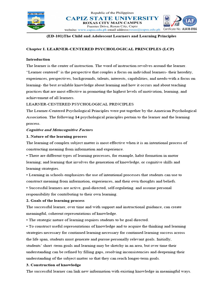 Chapter 1 Handouts Ed101 | PDF