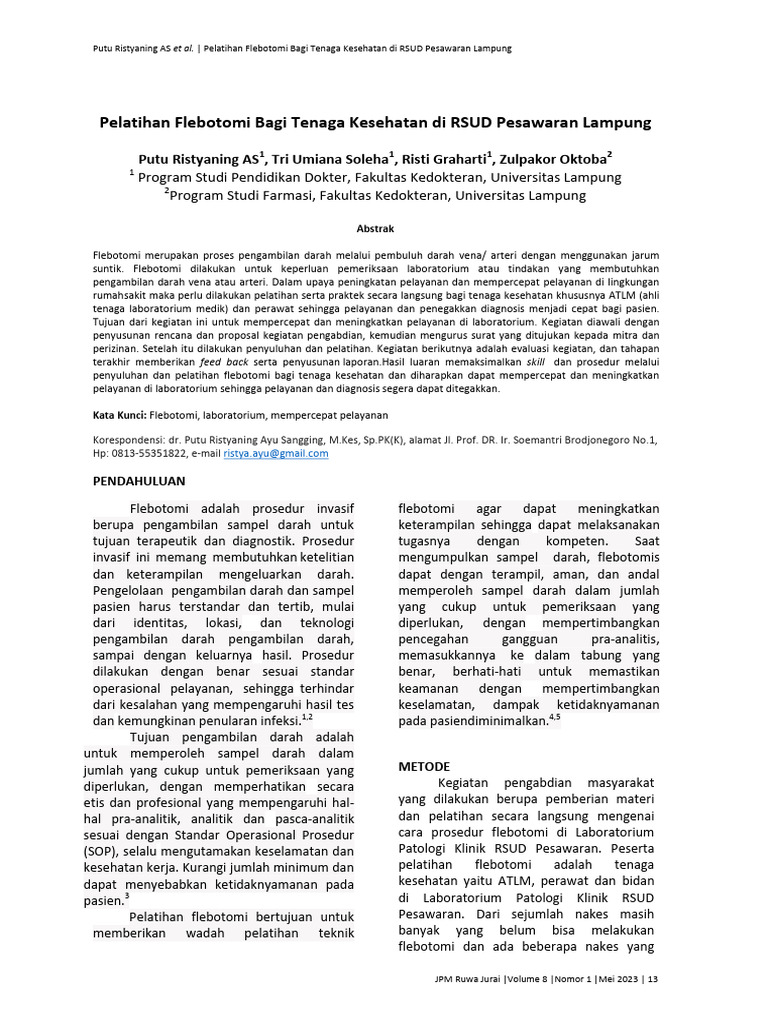 Jurnal 7 Pelatihan plebotomi3163-3895-1-PB | PDF