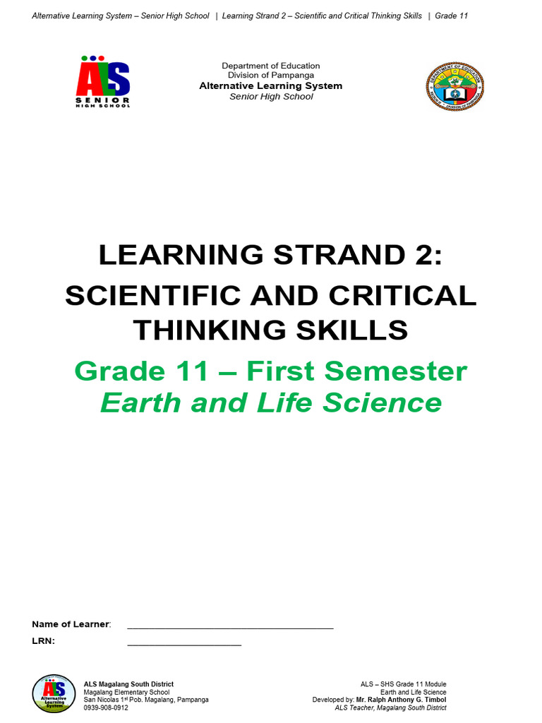 ALS SHS G11 LS2 Module Earth Science 2023 1 | PDF