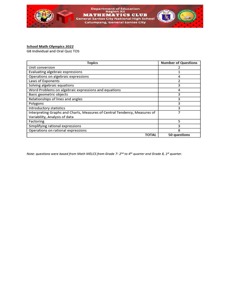 g8 Questions Tos | PDF