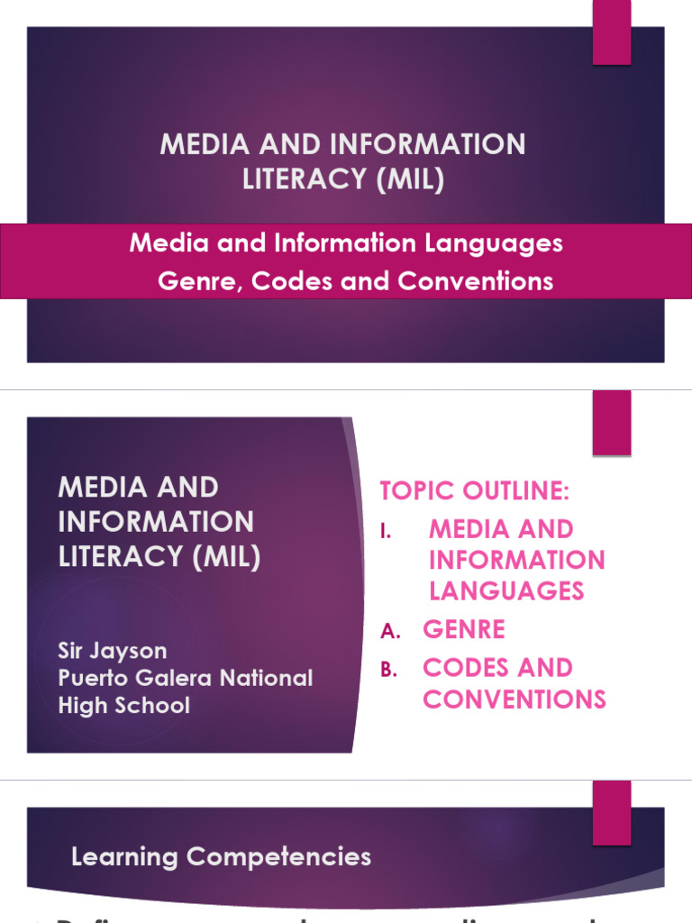 Media and Information Languages Part 1 Genre Codes and Conventions ...