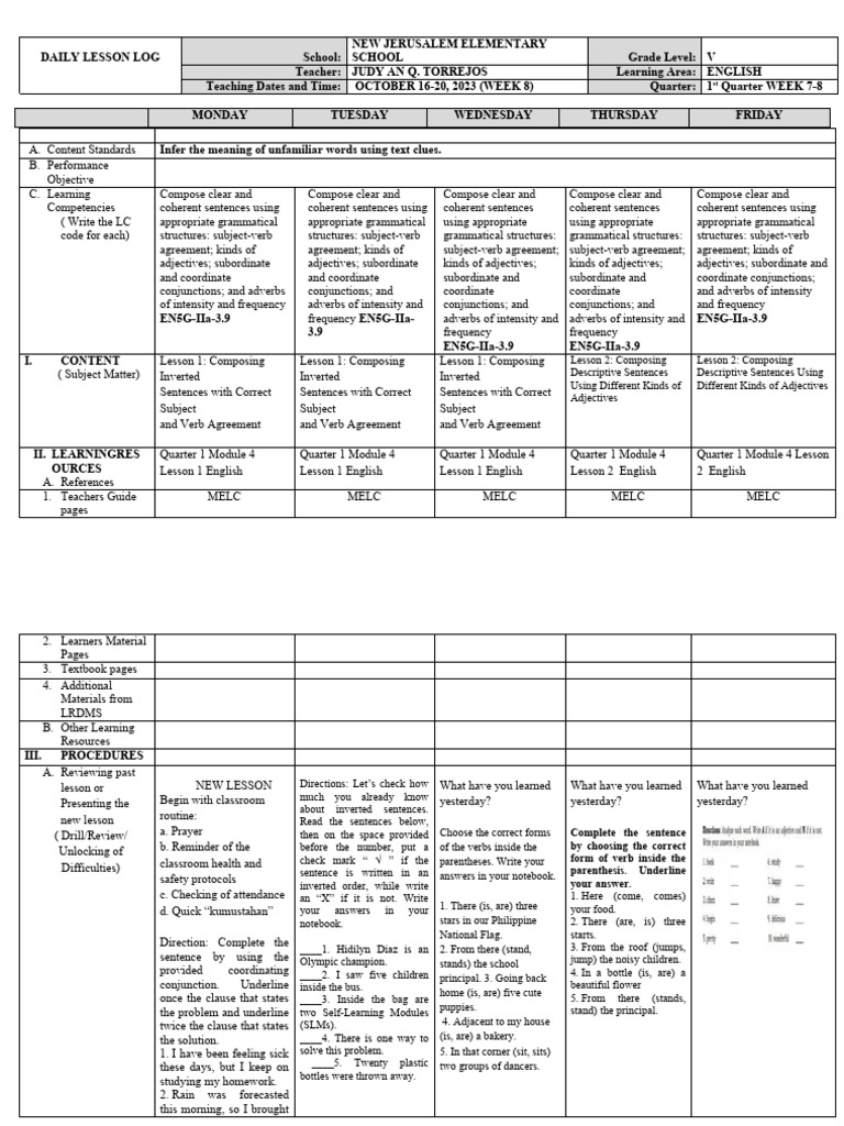 DLL Week 7 8 Eng | PDF