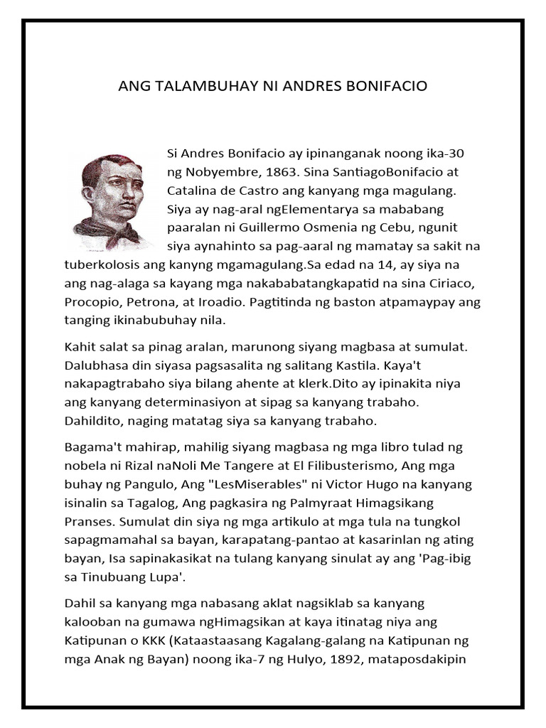 Ang Talambuhay Ni Andres Bonifaci1 | PDF