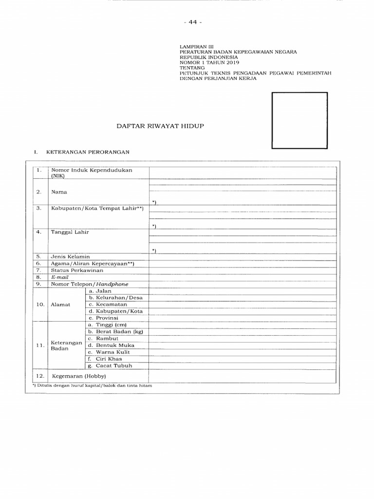 Contoh Format DRH PPPK 2024 | PDF