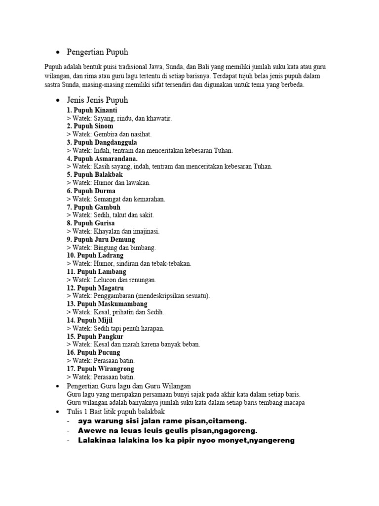 Pupuh Bahasa Sunda | PDF | Puisi