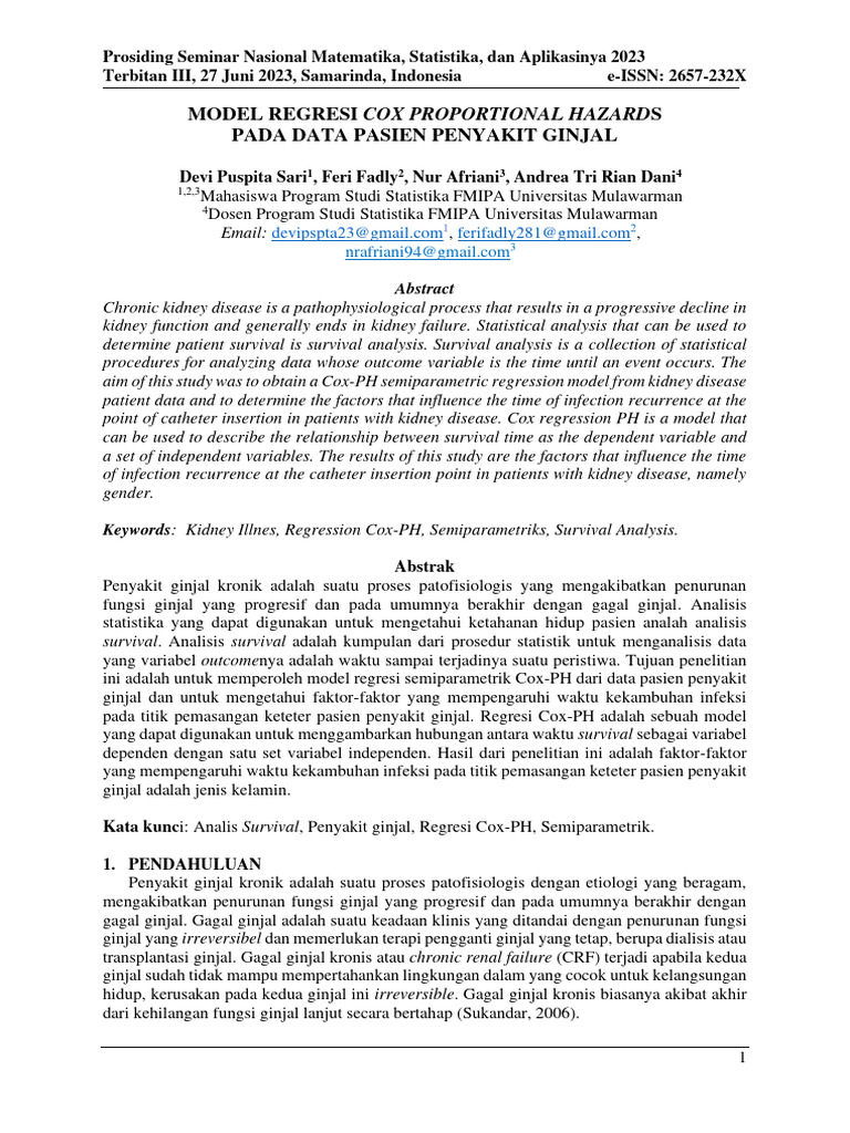 Model Regresi Cox-PH untuk Penyakit Ginjal | PDF