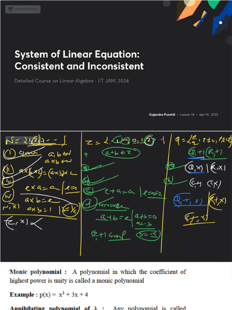 System Of Linear Equation Consistent And Inconsistent With Anno Removed