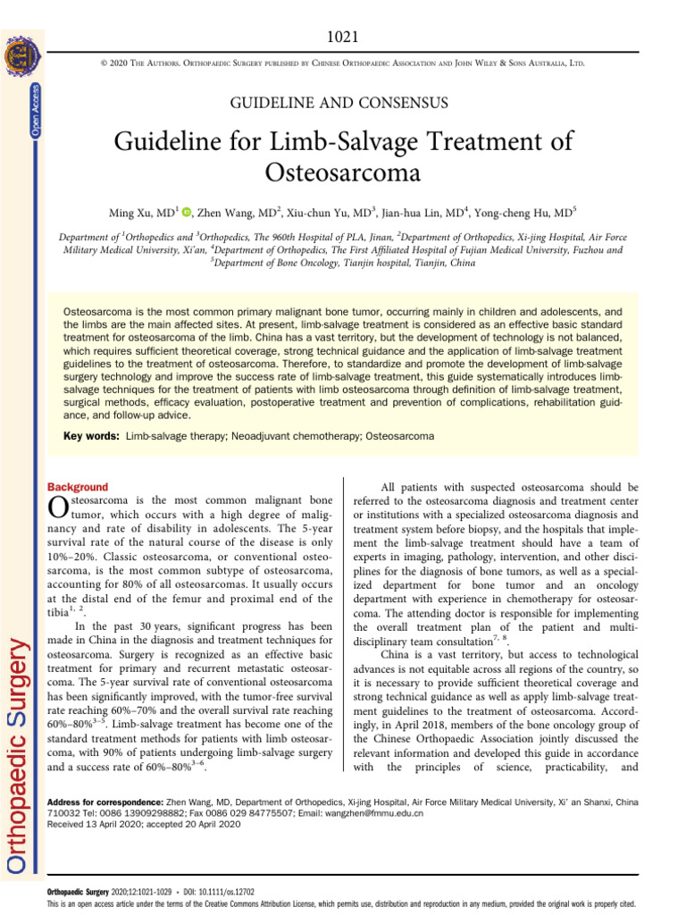 Guidelines Limb Salvage Osteosarcoma | PDF | Therapy | Surgery