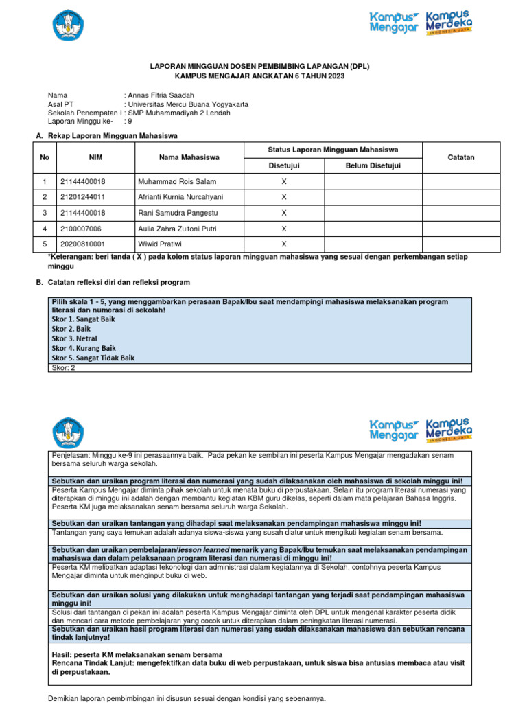 Laporan Minggu Ke-9 | PDF