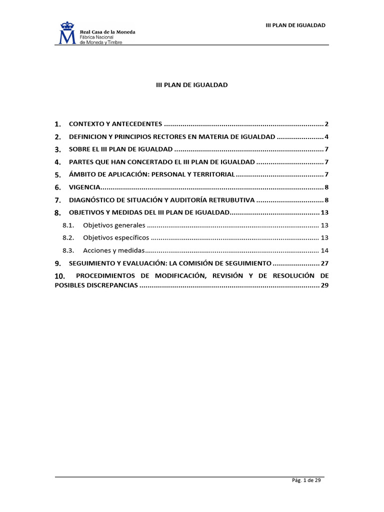 Iii Plan de Igualdad Modificado | PDF