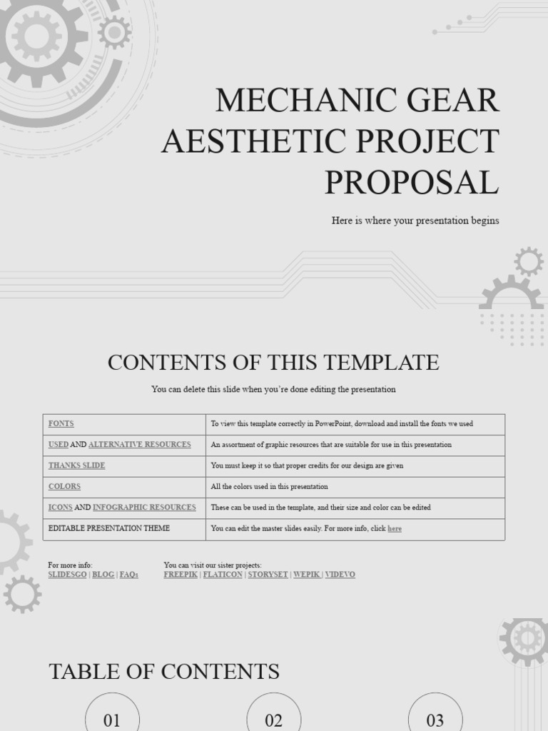 Mechanic Gear Aesthetic Project Proposal by Slidesgo | PDF