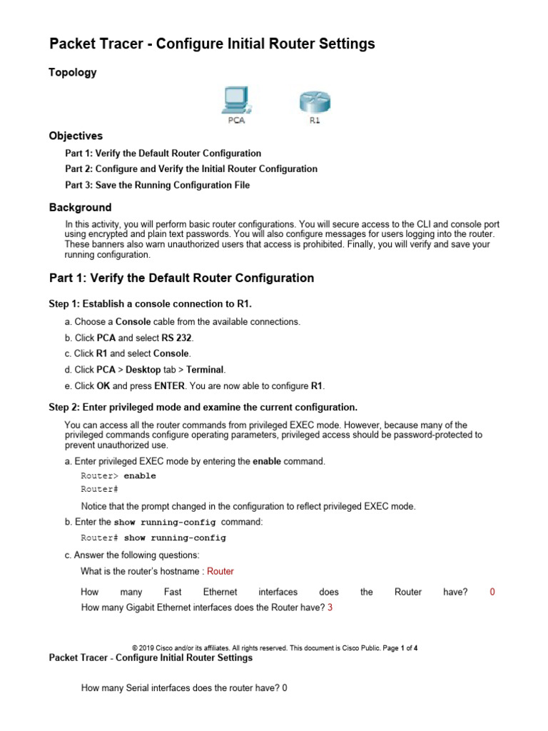 TP0-Configure Initial Router Settings | PDF