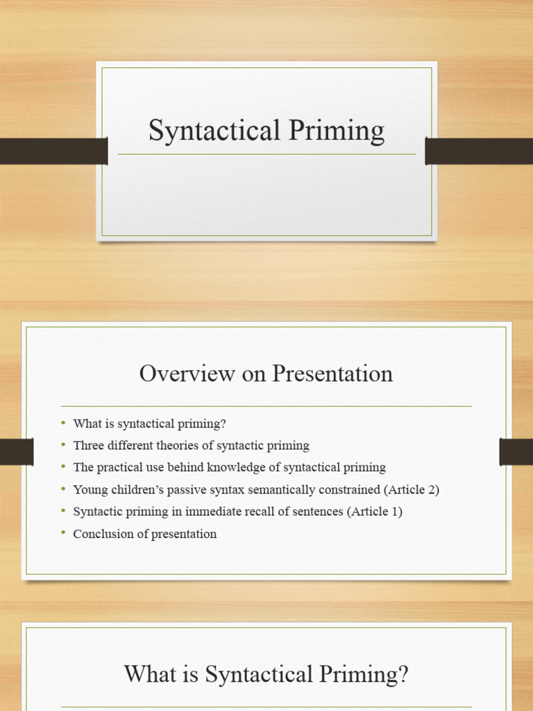 Syntactical Priming | PDF