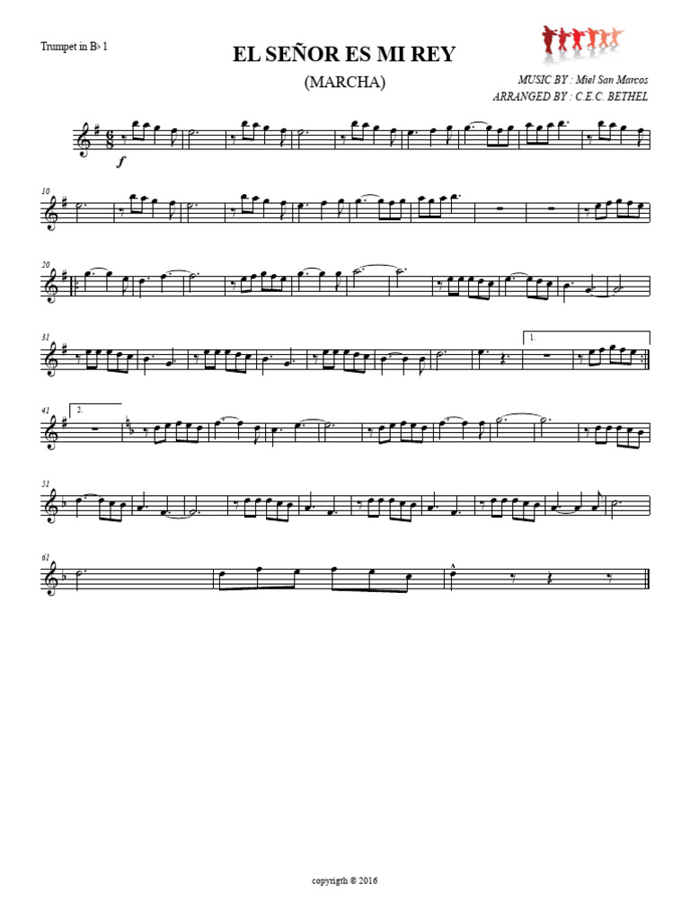 Marcha - El Señor Es Mi Rey (Trumpet 1) | PDF