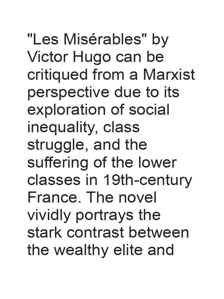 Critique Paper (Les Miserables) | PDF