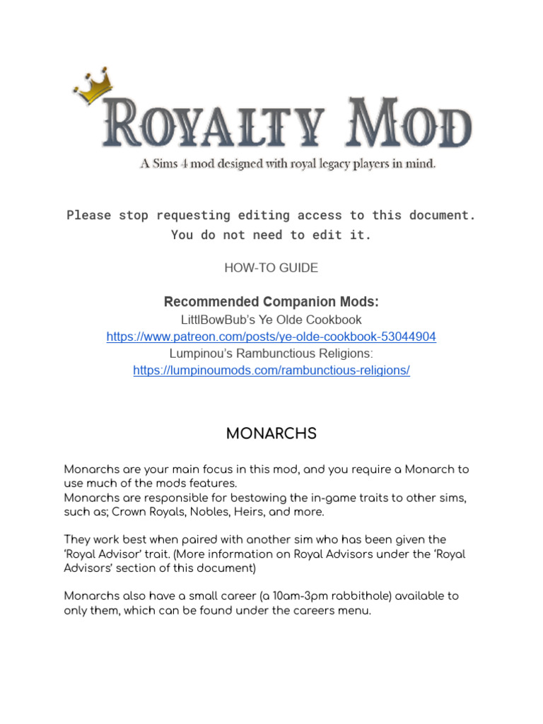 Royalty Mod Tutorials Sims4 | PDF