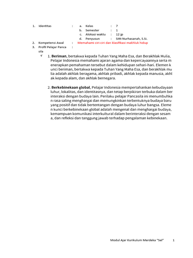 Modul Ajar Sel Kelas 7 | PDF | Karier & Perkembangan | Pengembangan Diri