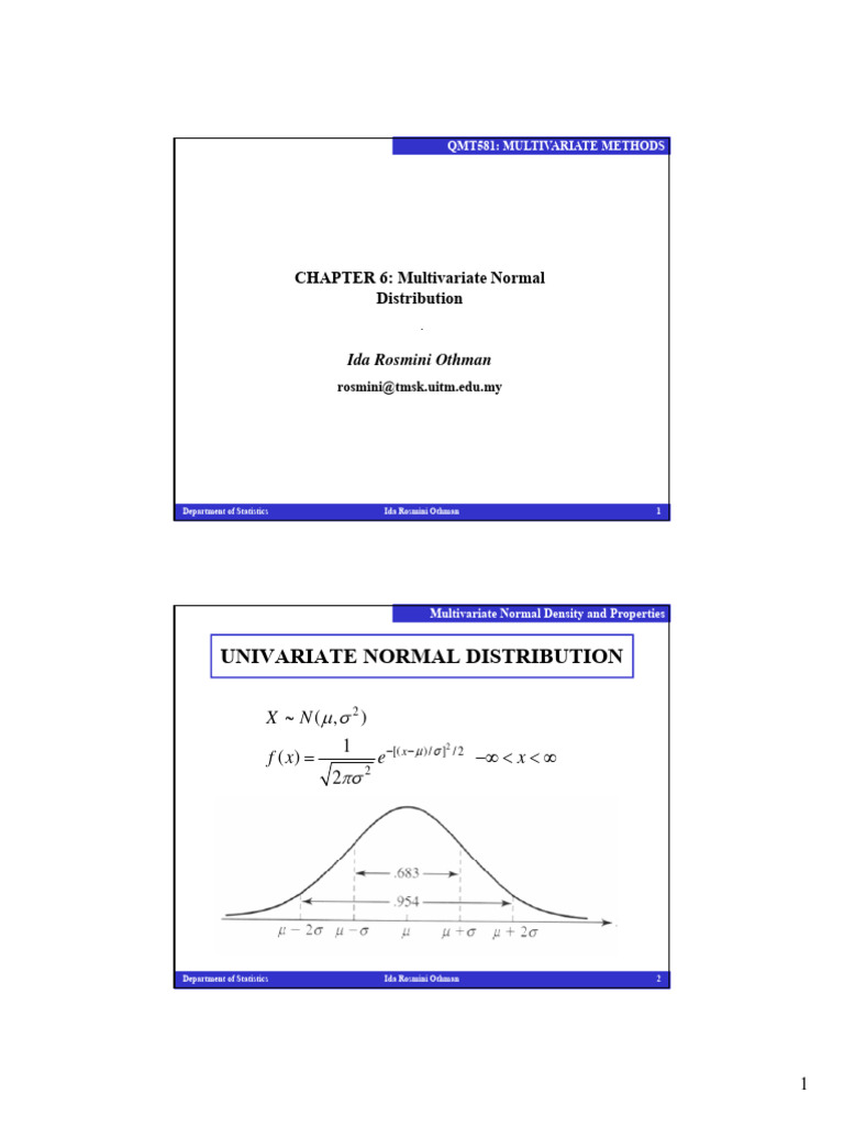 Chapter6 Multivariate Normal Distribution Pdf Standard Deviation Normal Distribution