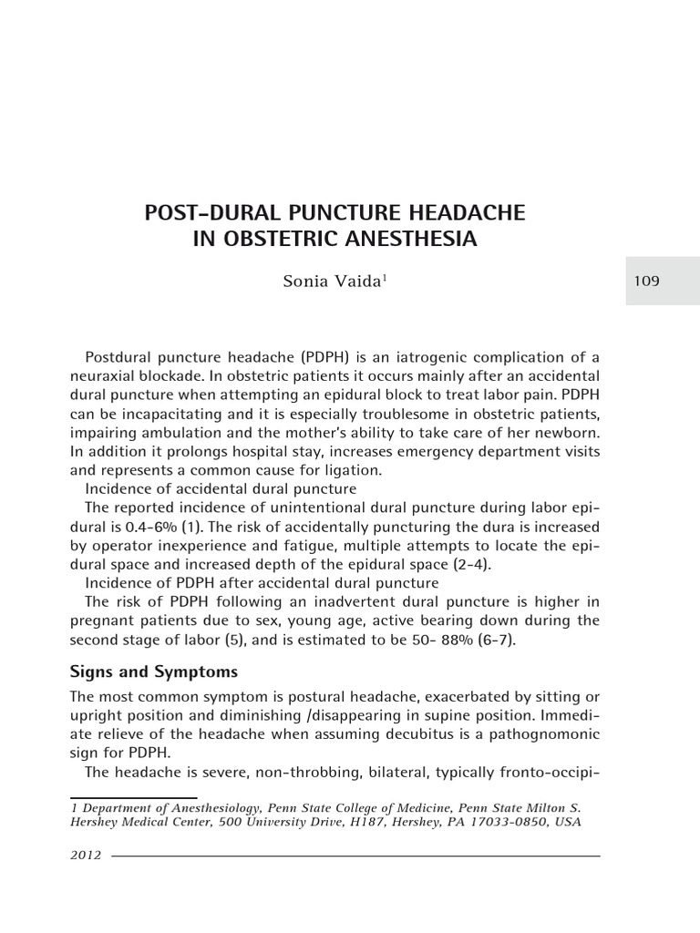 23 Post-Dural Puncture Headache | PDF 23 Post-Dural Puncture Headache | PDF