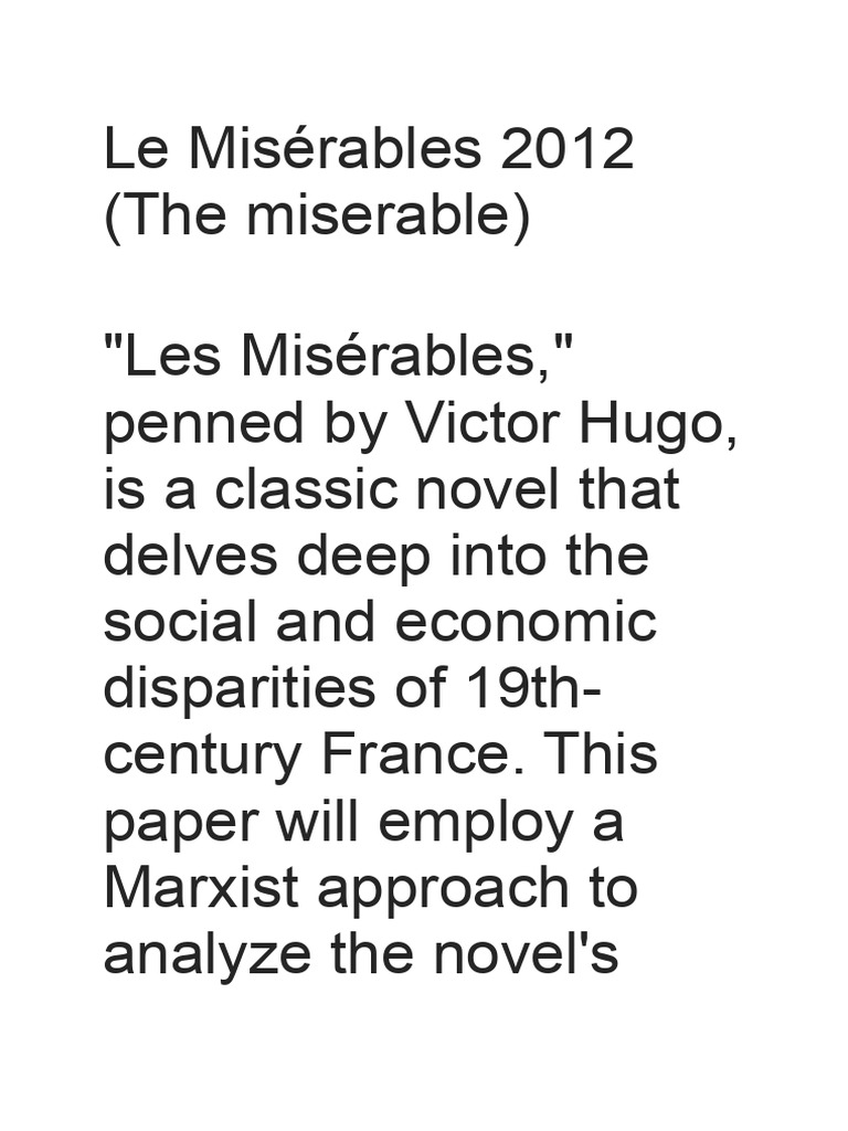 Critique Paper (Les Misérables) | PDF