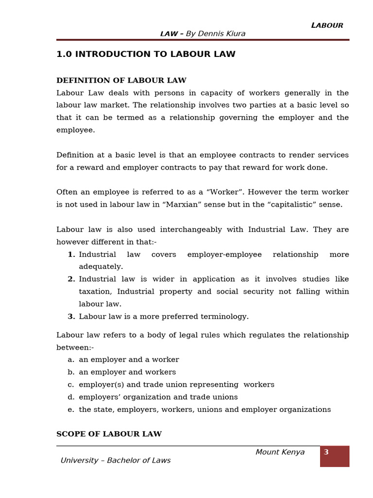 Overview of Labour Law in Kenya | PDF