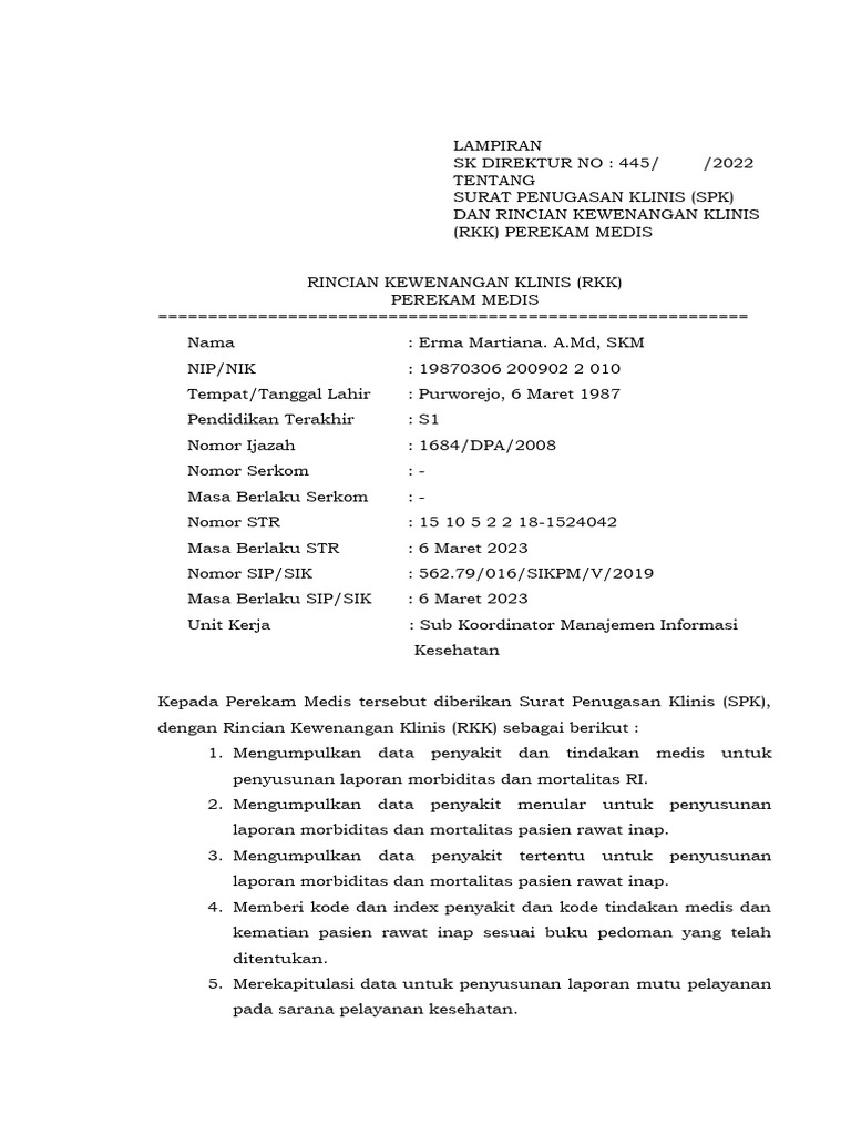 Form Lampiran SK Direktur 2022 - Erma Martiana | PDF | Pengelolaan Keuangan & Uang ...