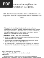 Estimation of Erythrocyte Sedimentation Rate (ESR) | PDF | Medical ...