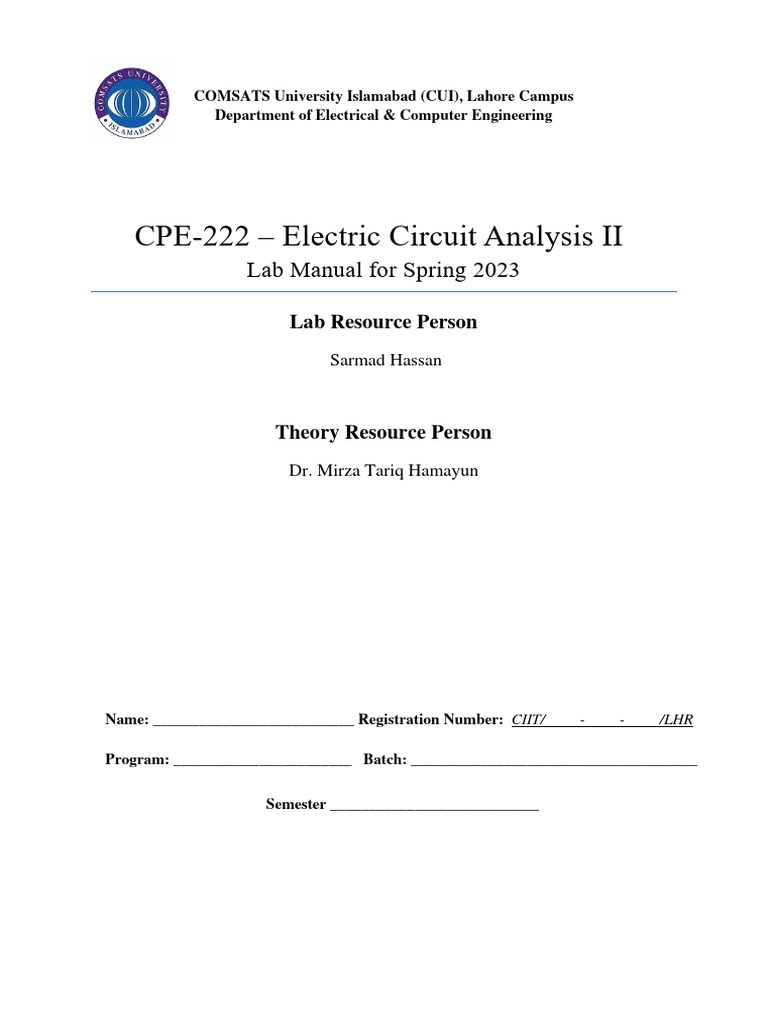 ECA-II Lab Manual | PDF | Technology & Engineering | Science & Mathematics