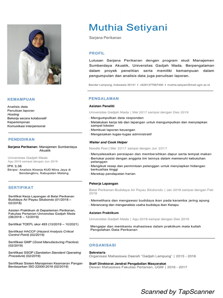 Curriculum Vitae - Muthia Setiyani | PDF
