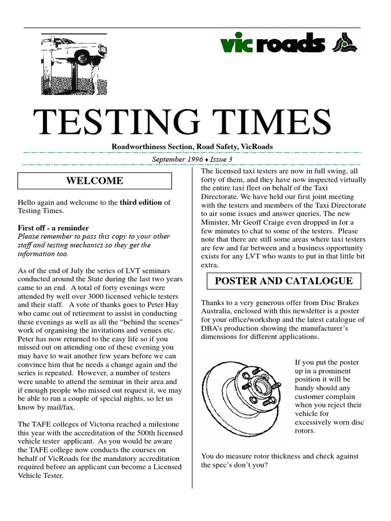 VicRoads Testing Times Update | PDF