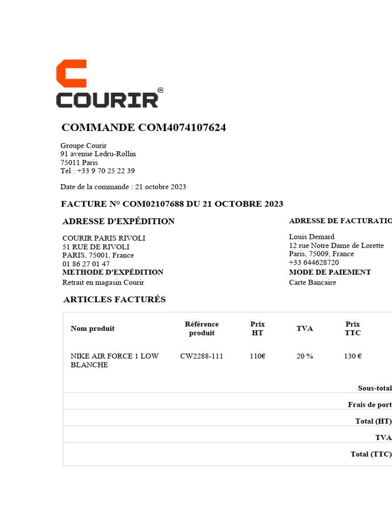 Facture Air Force | PDF