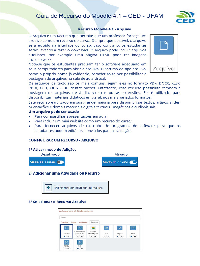 Recurso - Arquivo - MOODLE 4-1-CED | PDF