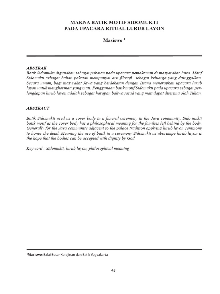 Makna Batik Motif Sidomukti Pada Upacara | PDF