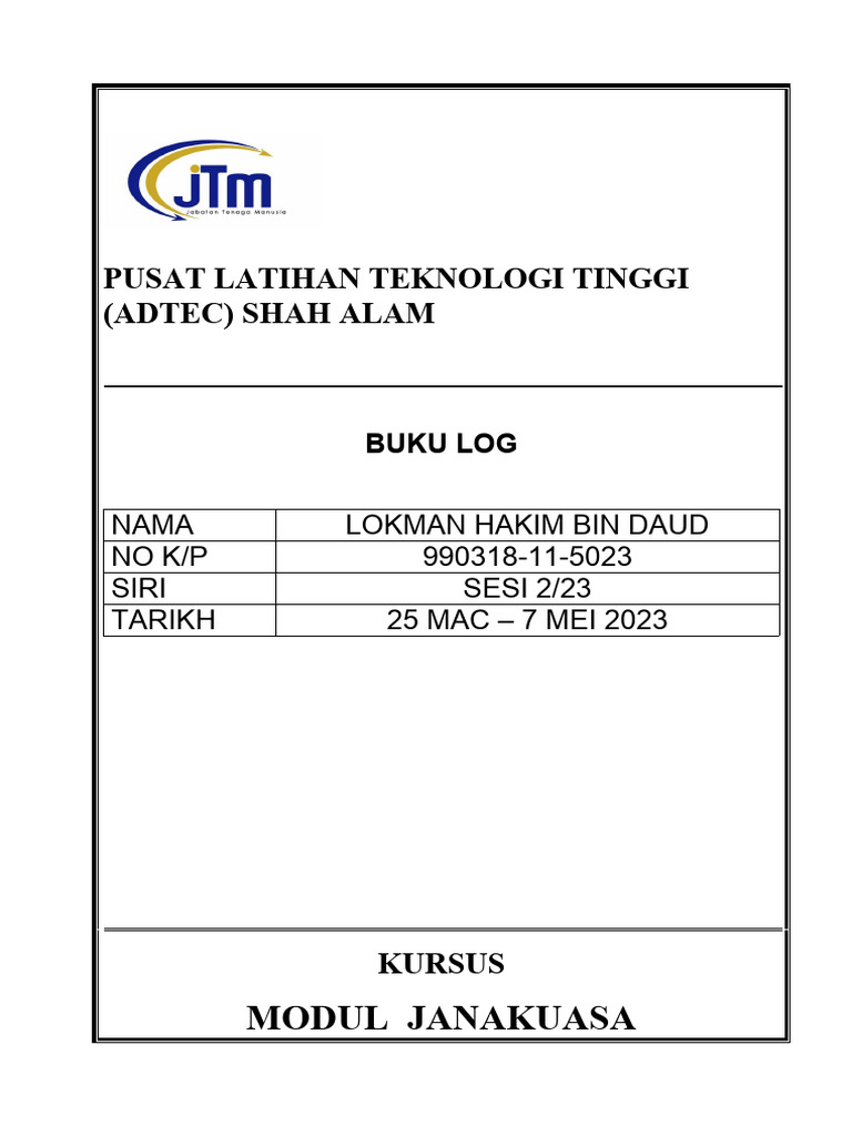 Buku Log Modul Synchro | PDF